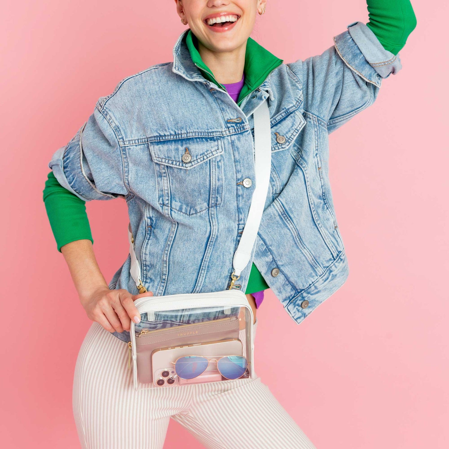 Crossbody Camera Bag Purse | Clear Game Day Bag | Truffle