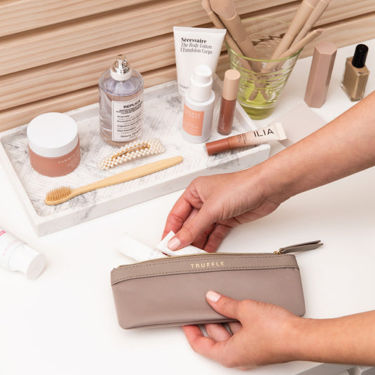 Recycled Nylon Pouch Set - 4 Nylon Zipper Pouches | Truffle