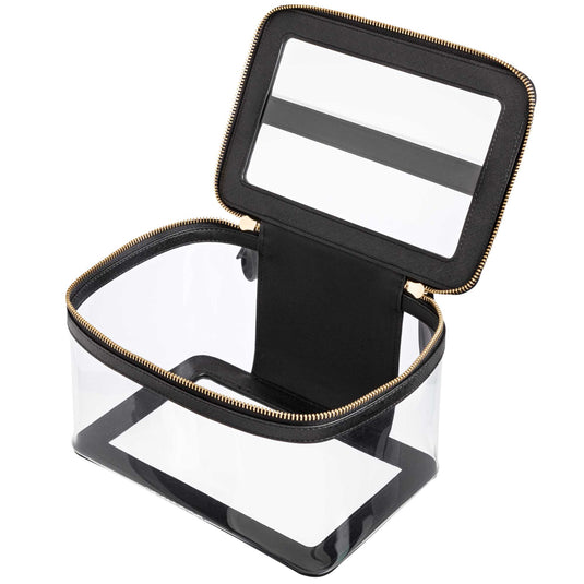 Clarity Jumbo Leather Train Case - Large Makeup Train Case for Luggage ...